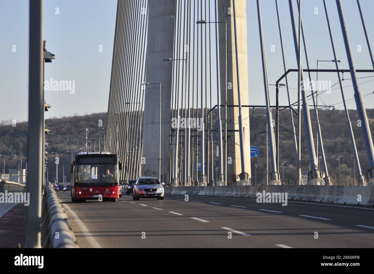 Ada bridge over Sava river Stock Photo - Alamy