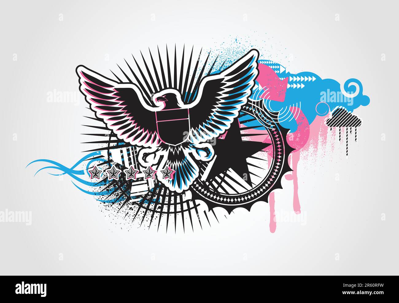 Vector illustration of style Decorative urban background with coat-of ...