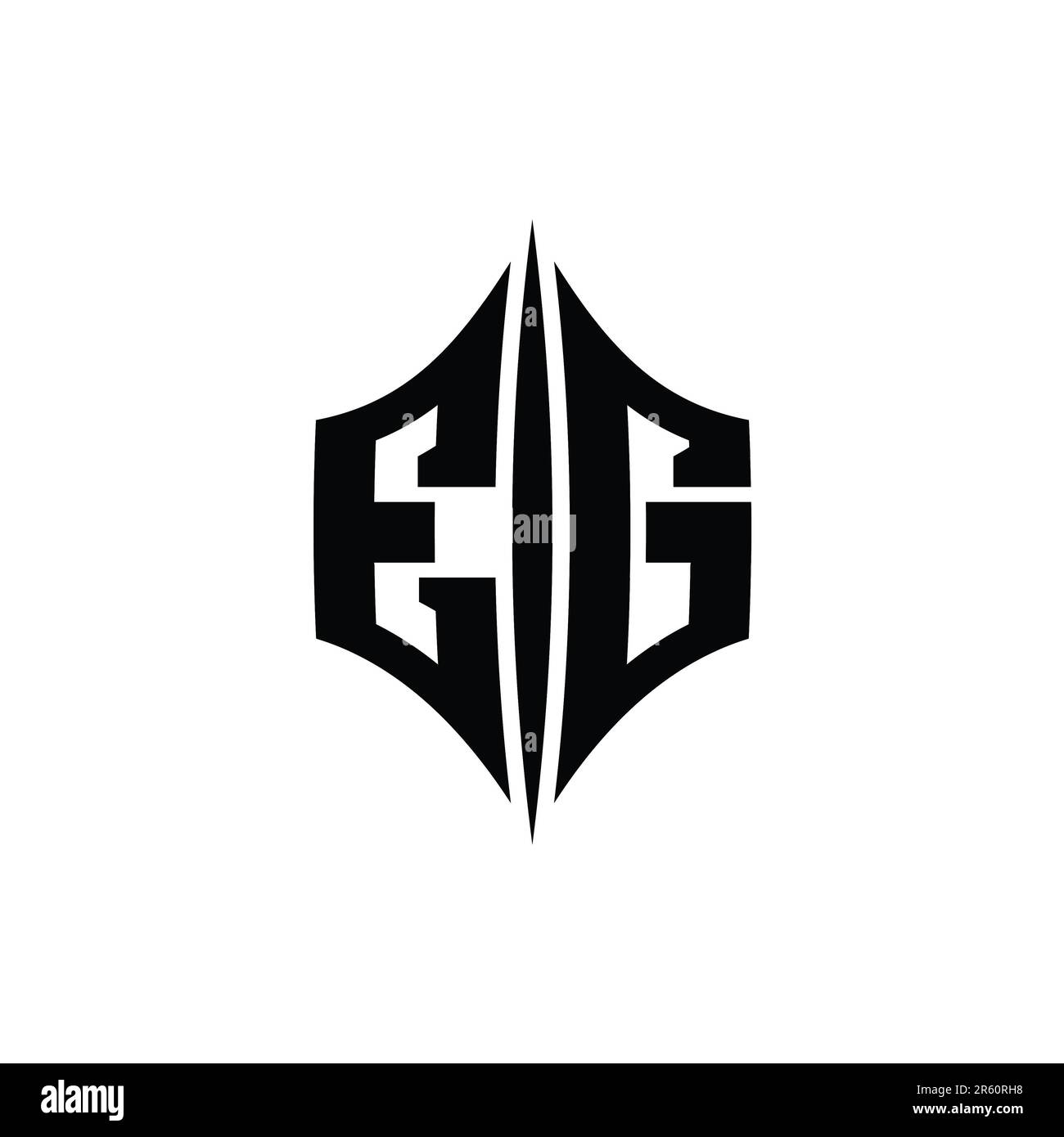 EG Letter Logo monogram hexagon diamond shape with piercing style ...