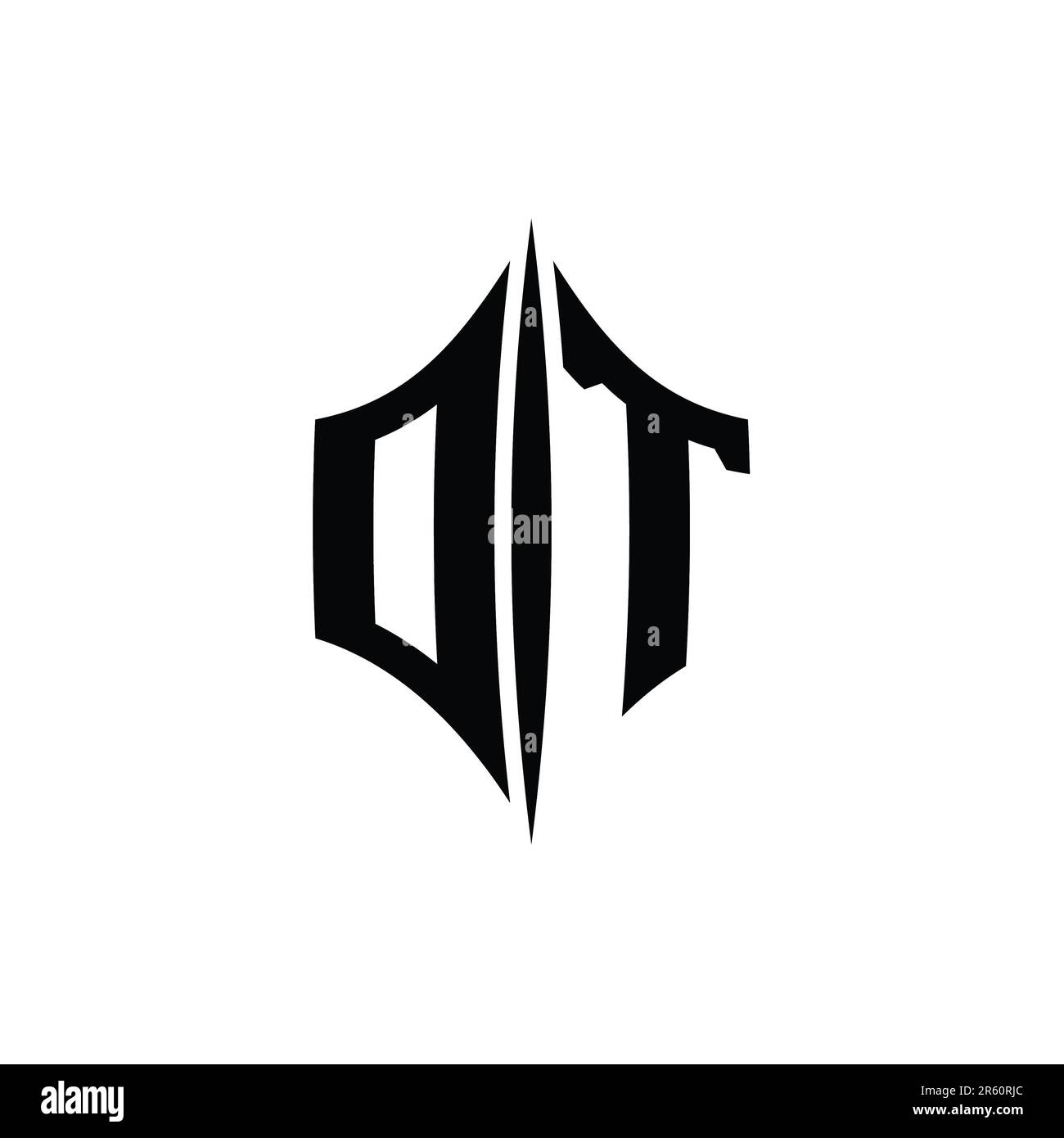 DT Letter Logo monogram hexagon diamond shape with piercing style ...