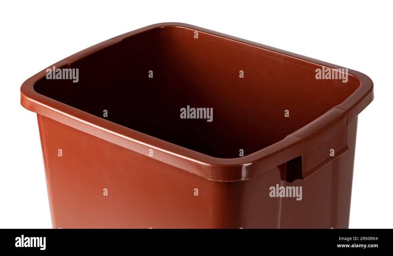Brown plastic waste bin isolated on white Stock Photo - Alamy