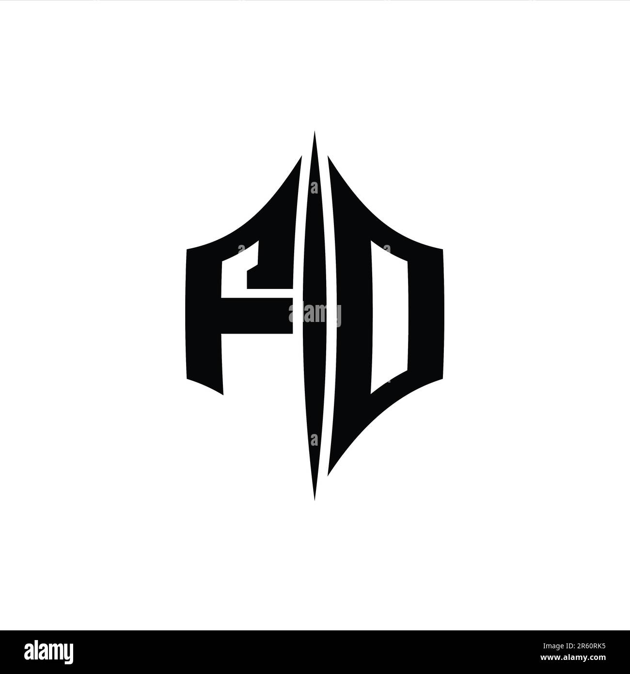 FD Letter Logo monogram hexagon diamond shape with piercing style ...
