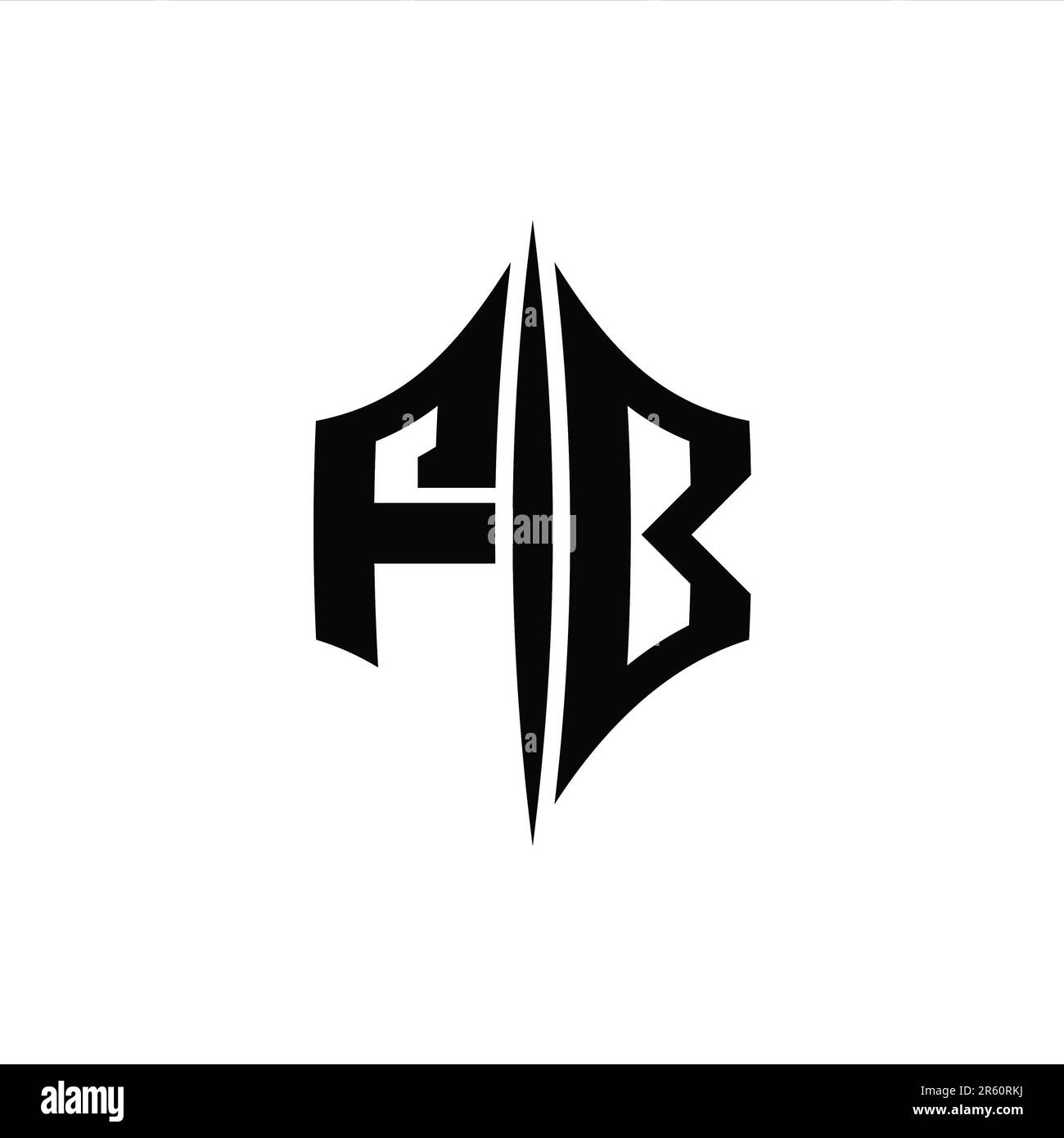 FB Letter Logo monogram hexagon diamond shape with piercing style ...