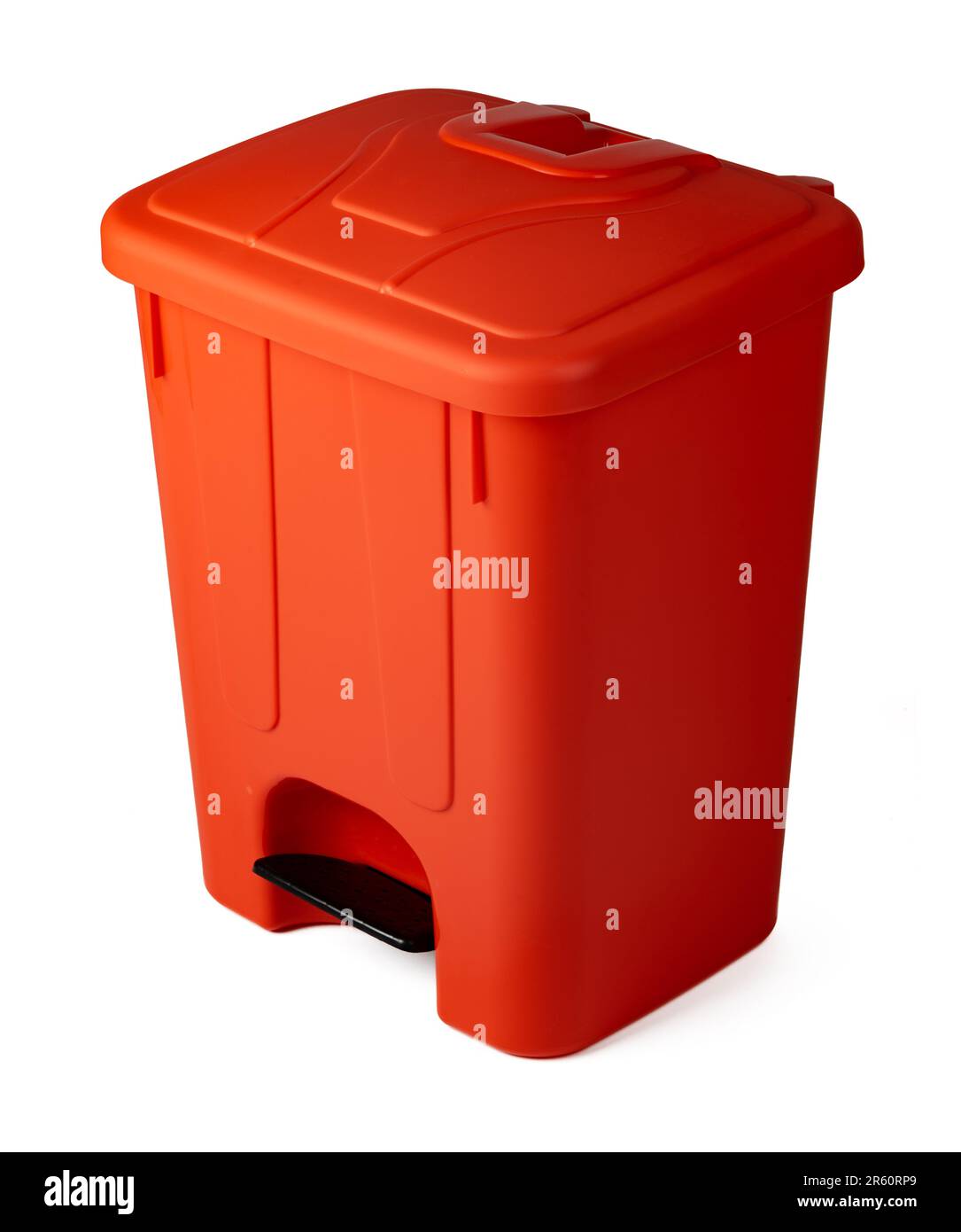Orange plastic waste bin isolated on white Stock Photo - Alamy