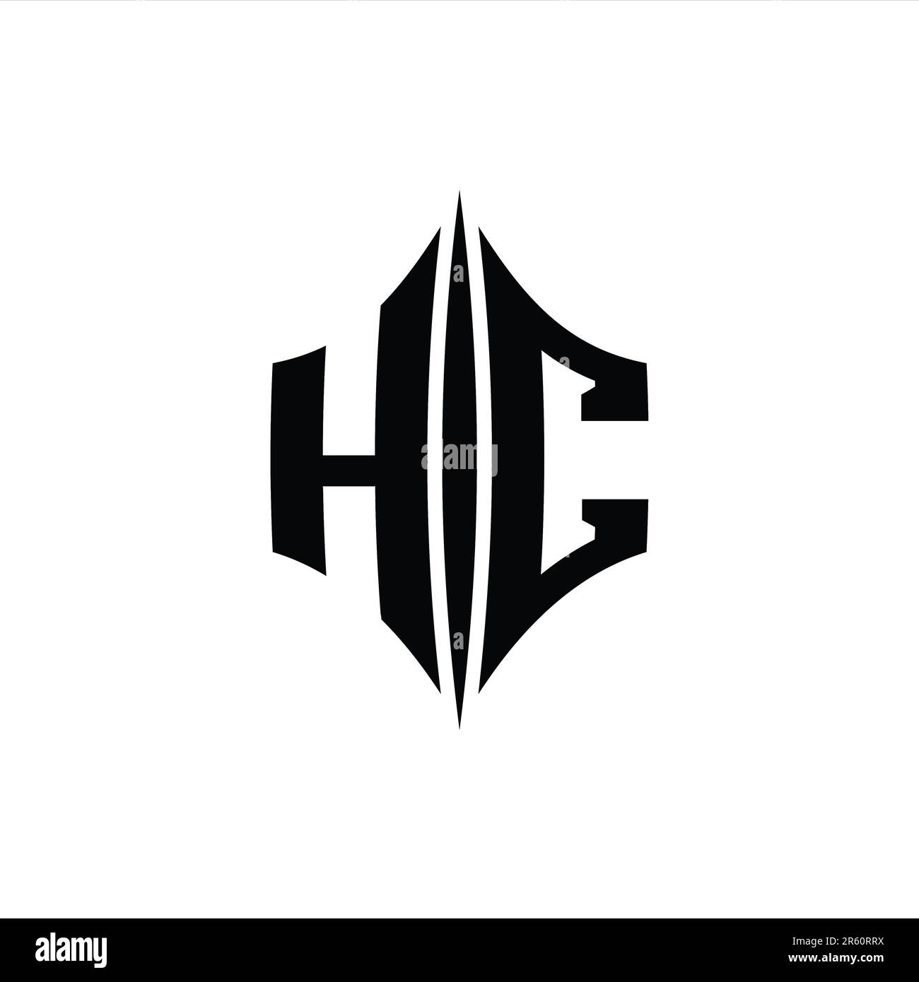 HC Letter Logo monogram hexagon diamond shape with piercing style ...