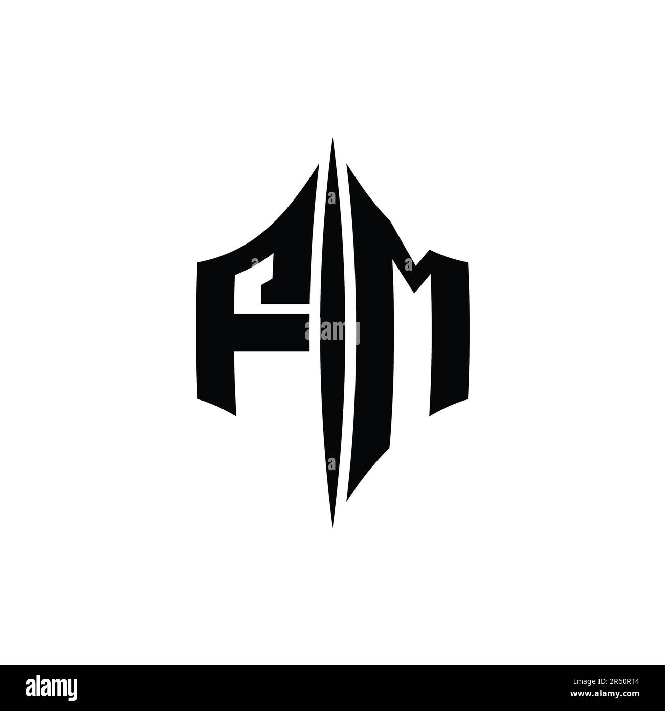FM Letter Logo monogram hexagon diamond shape with piercing style ...