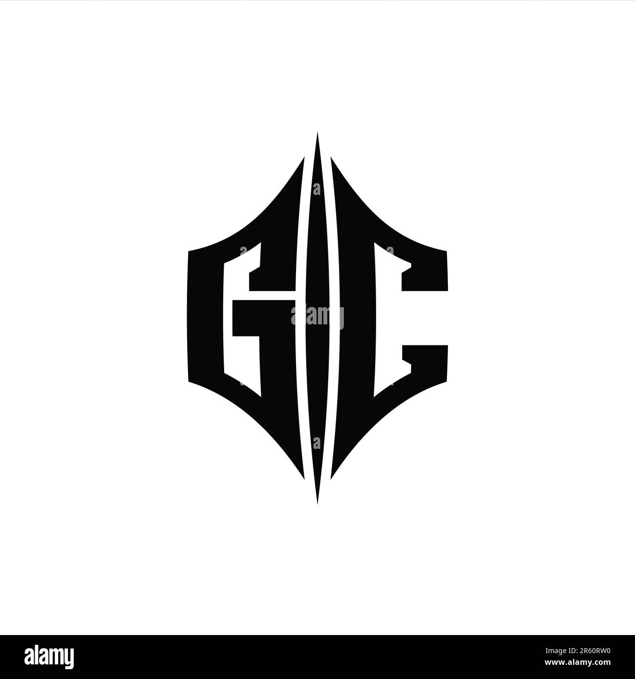 GC Letter Logo monogram hexagon diamond shape with piercing style ...