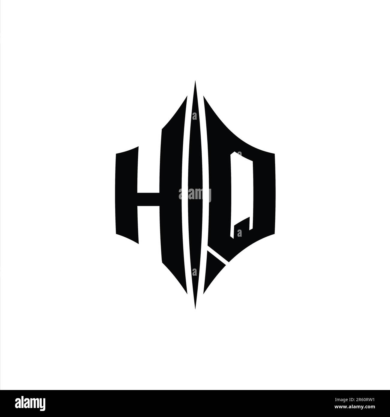 HQ Letter Logo monogram hexagon diamond shape with piercing style design template Stock Photo ...