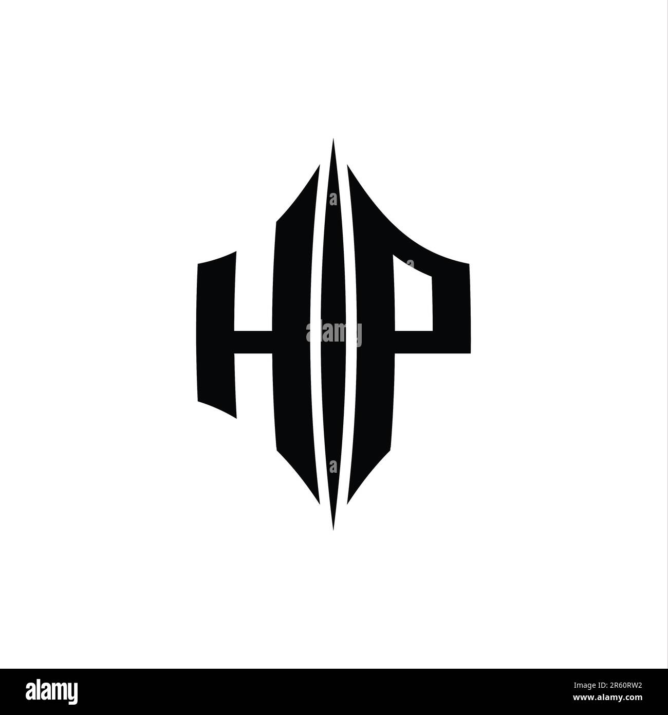 HP Letter Logo monogram hexagon diamond shape with piercing style ...