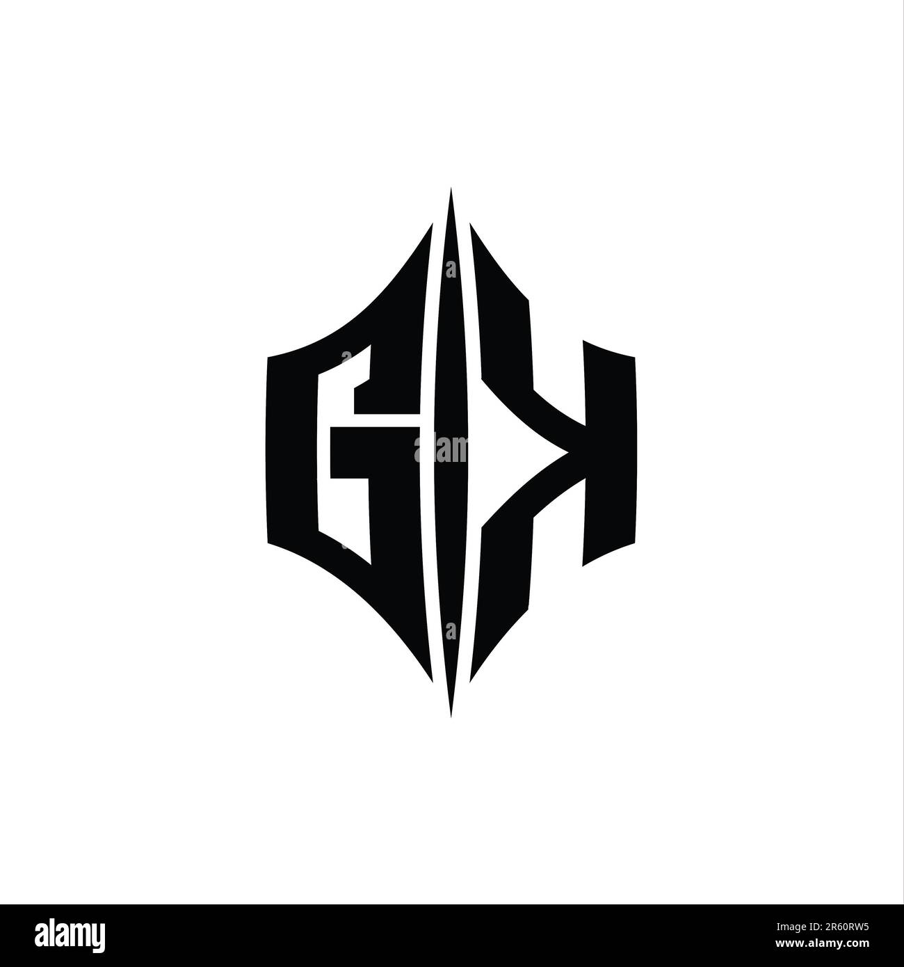 GK Letter Logo monogram hexagon diamond shape with piercing style ...