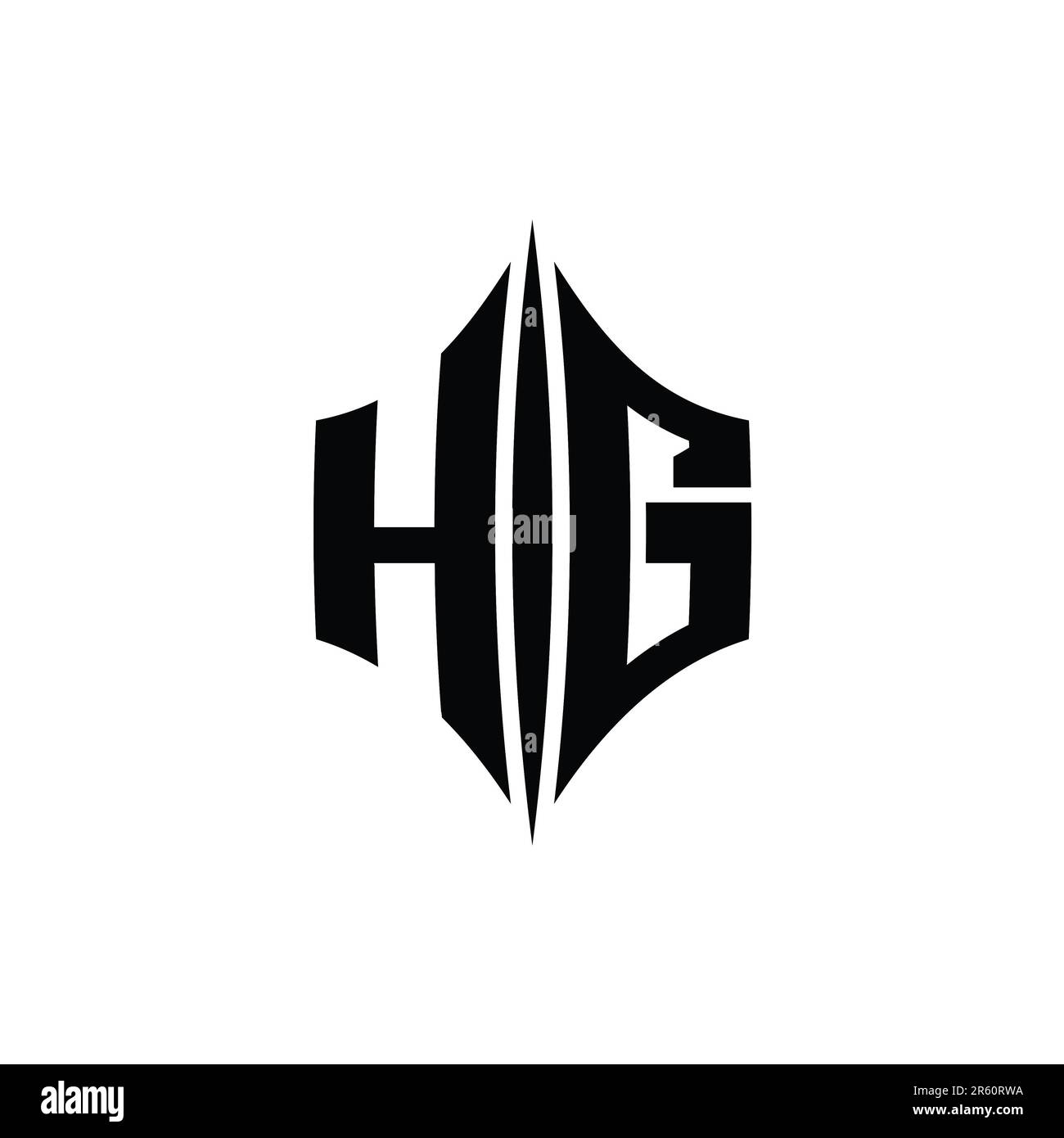 HG Letter Logo monogram hexagon diamond shape with piercing style ...