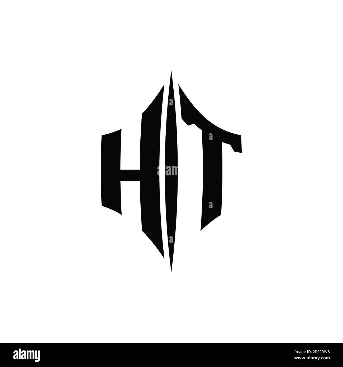HT Letter Logo monogram hexagon diamond shape with piercing style ...