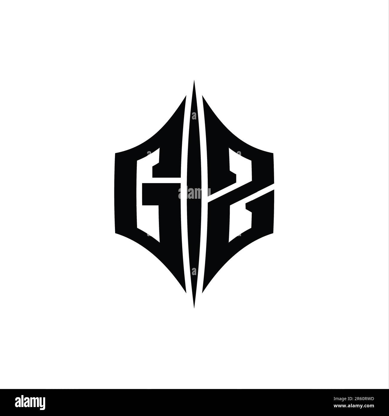 GZ Letter Logo monogram hexagon diamond shape with piercing style ...