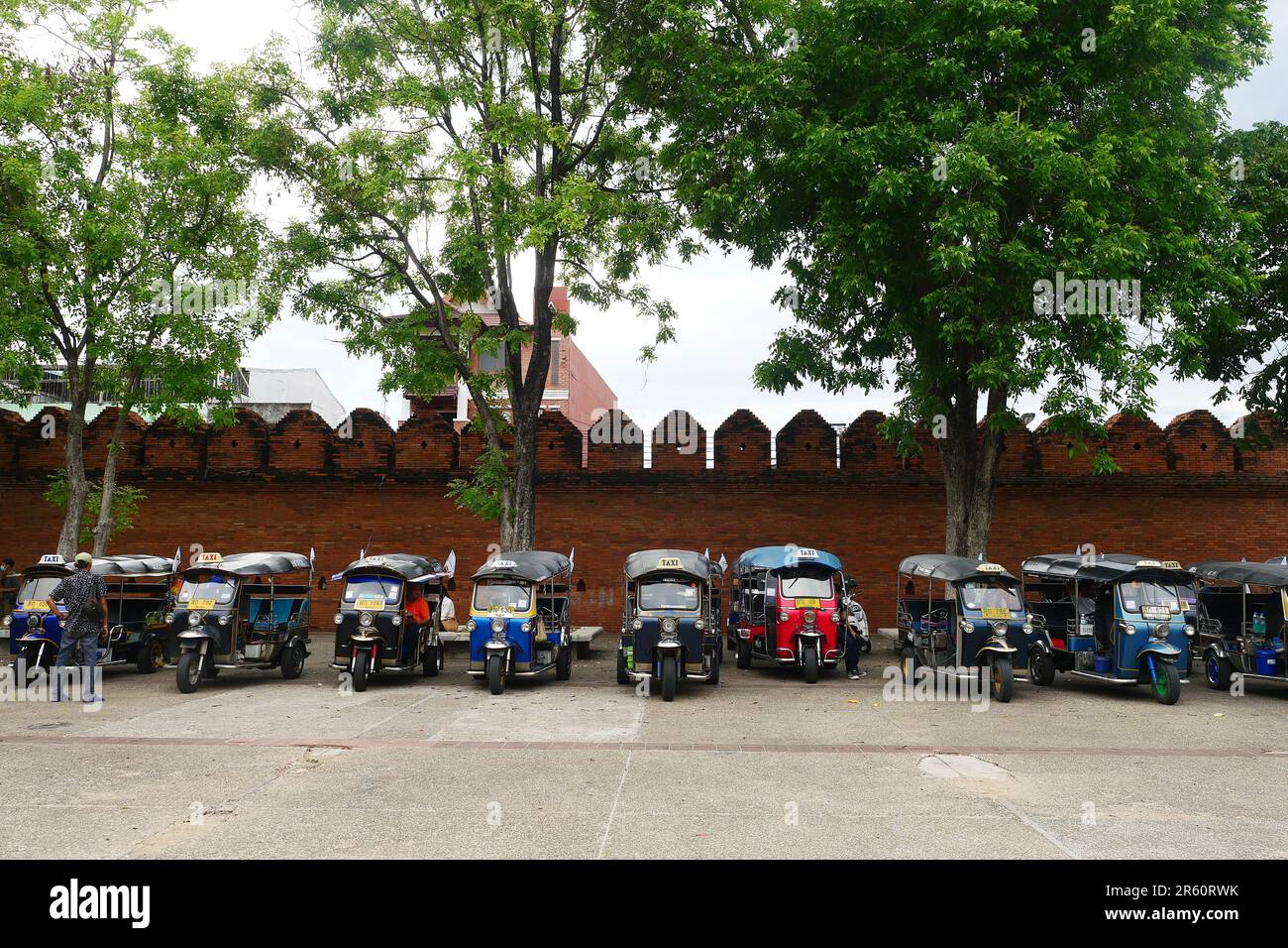 Thai Tuk Tuk taxi at Thapae gate famous place in Chiang-Mai, Thailand ...
