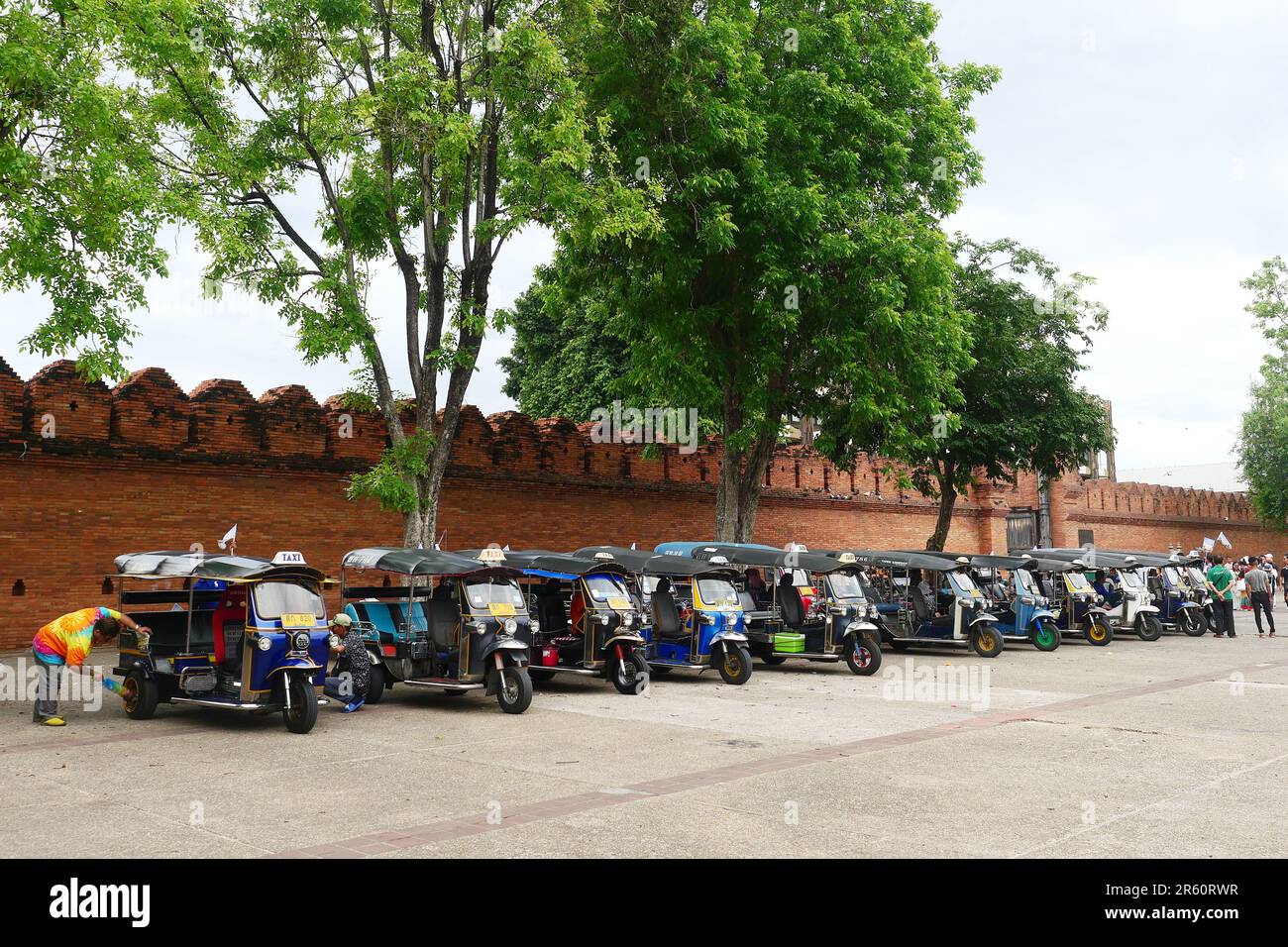 Thai Tuk Tuk taxi at Thapae gate famous place in Chiang-Mai, Thailand ...