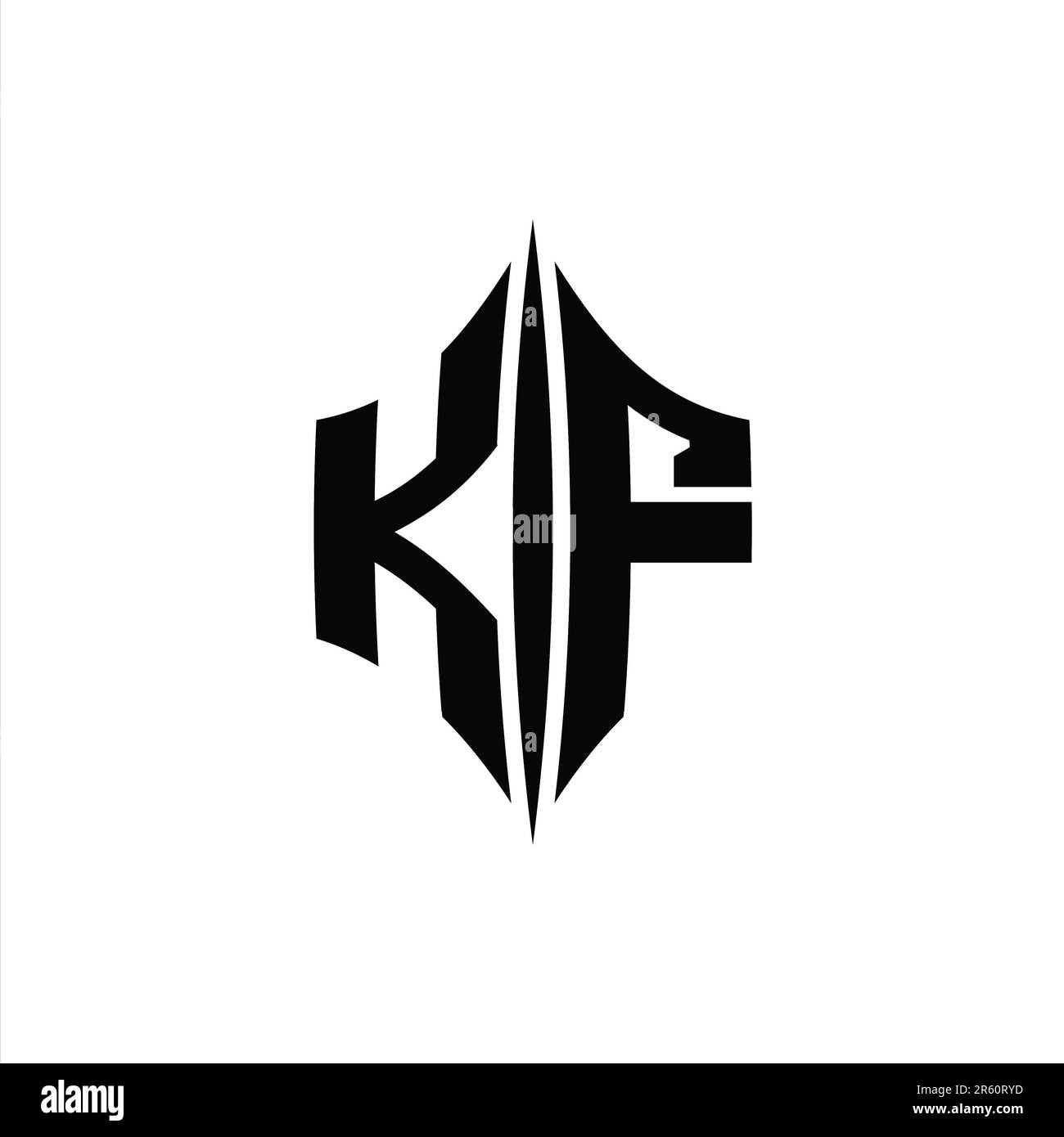 KF Letter Logo monogram hexagon diamond shape with piercing style ...