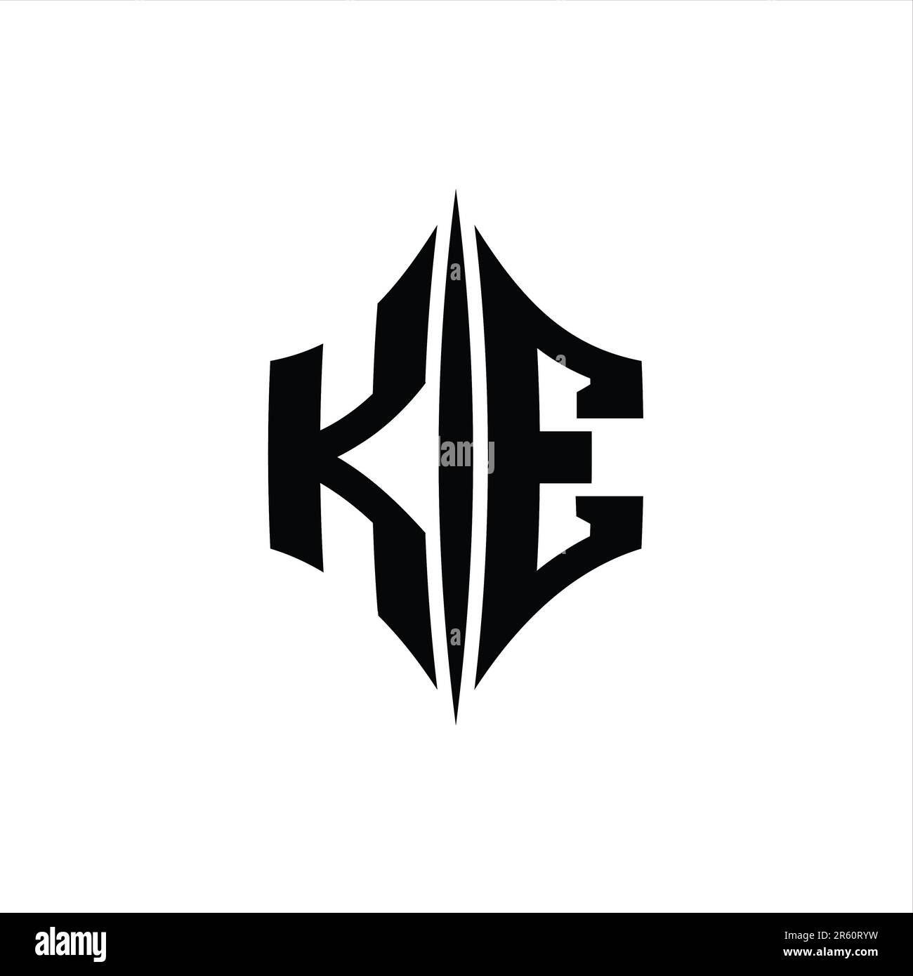 KE Letter Logo monogram hexagon diamond shape with piercing style ...