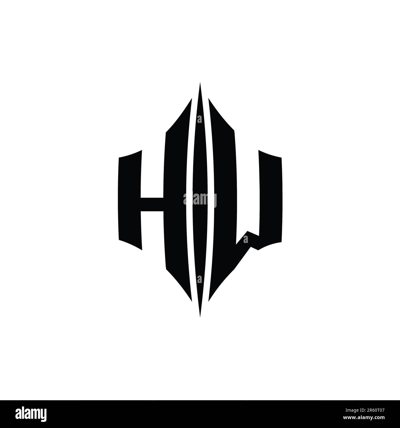 HW Letter Logo monogram hexagon diamond shape with piercing style ...