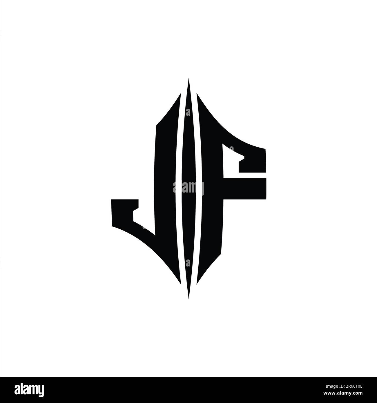 JF Letter Logo monogram hexagon diamond shape with piercing style ...