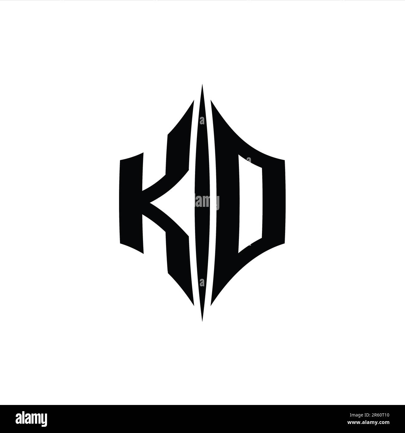KD Letter Logo monogram hexagon diamond shape with piercing style ...