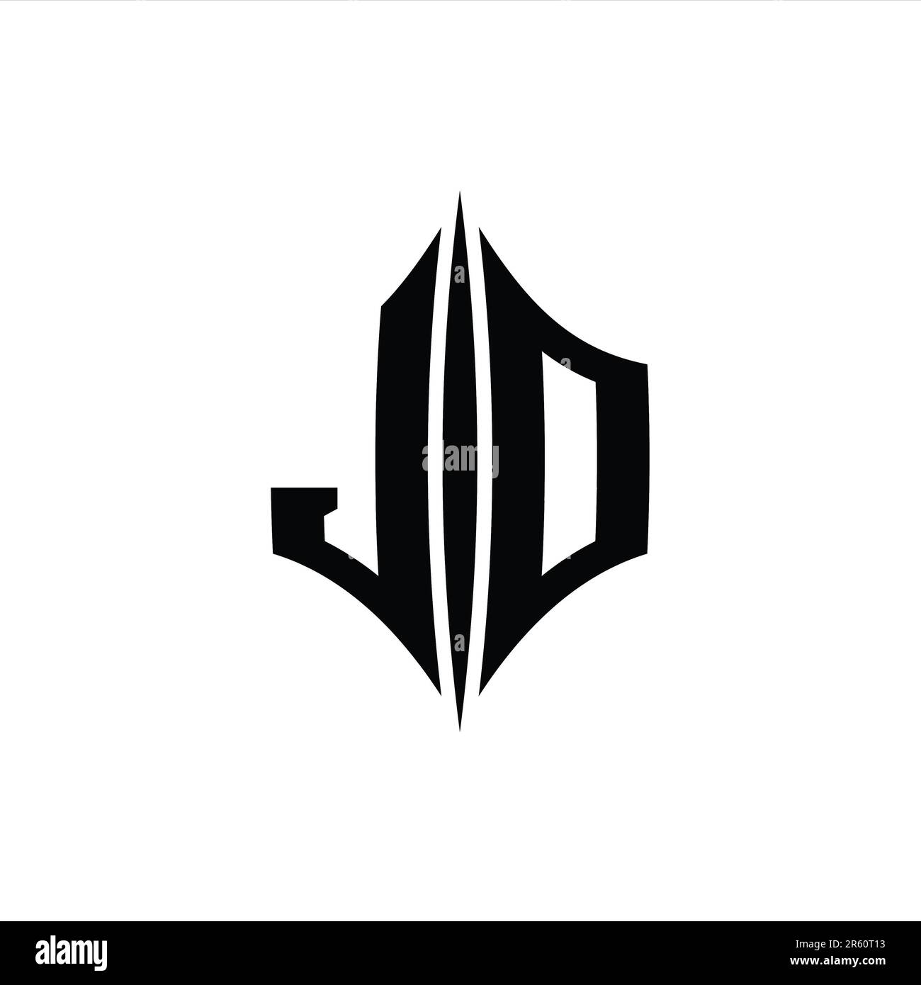 JD Letter Logo monogram hexagon diamond shape with piercing style ...