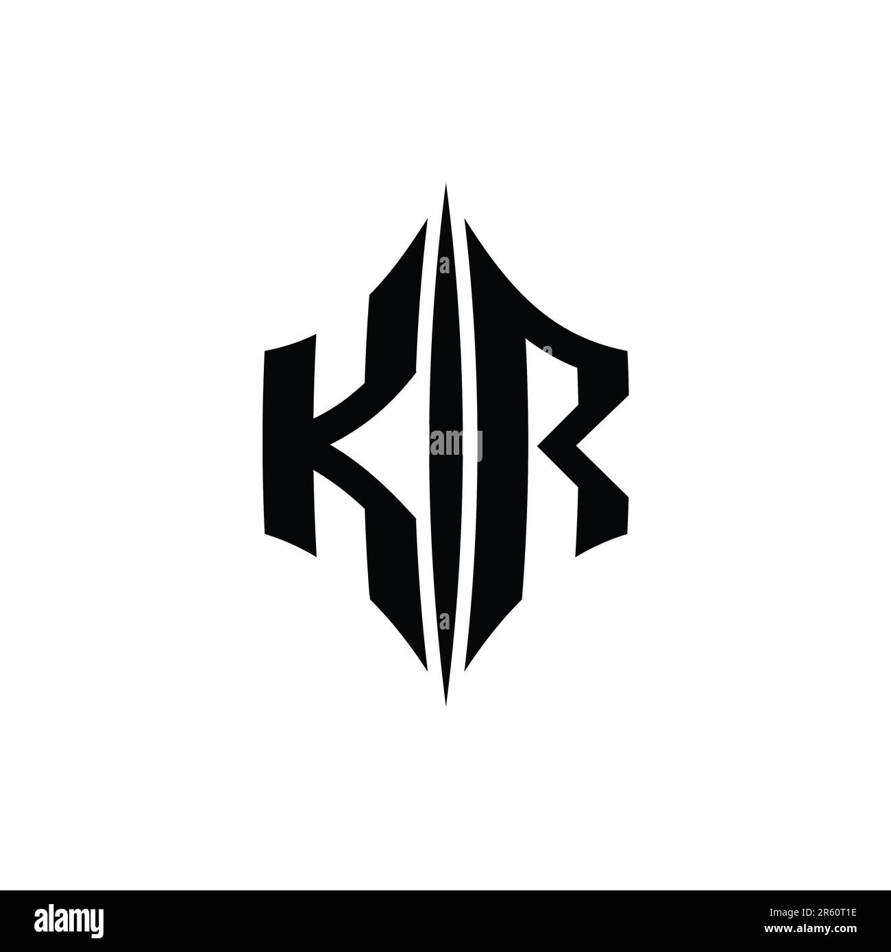 KR Letter Logo monogram hexagon diamond shape with piercing style ...