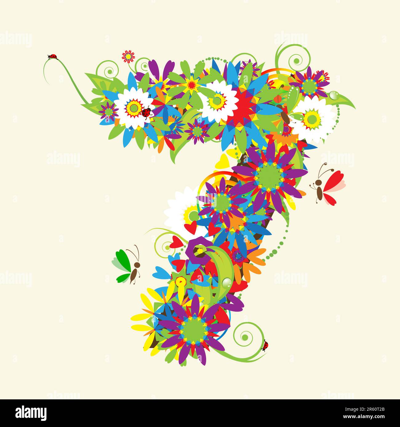 Numbers, floral design. See also numbers in my gallery Stock Vector ...