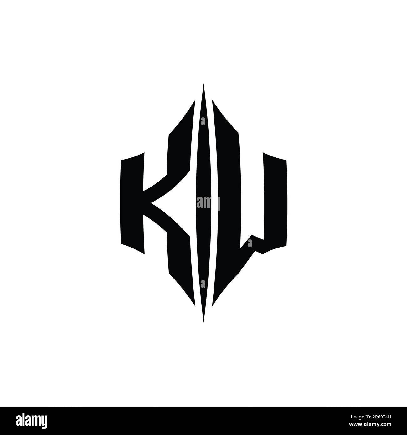 KW Letter Logo monogram hexagon diamond shape with piercing style ...
