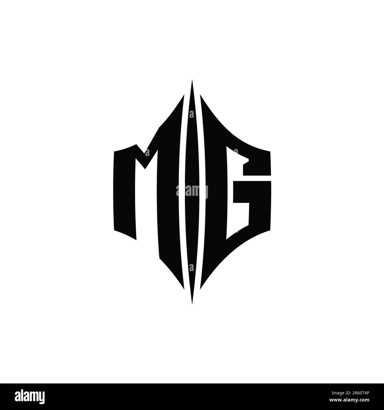 MG Letter Logo monogram hexagon diamond shape with piercing style ...