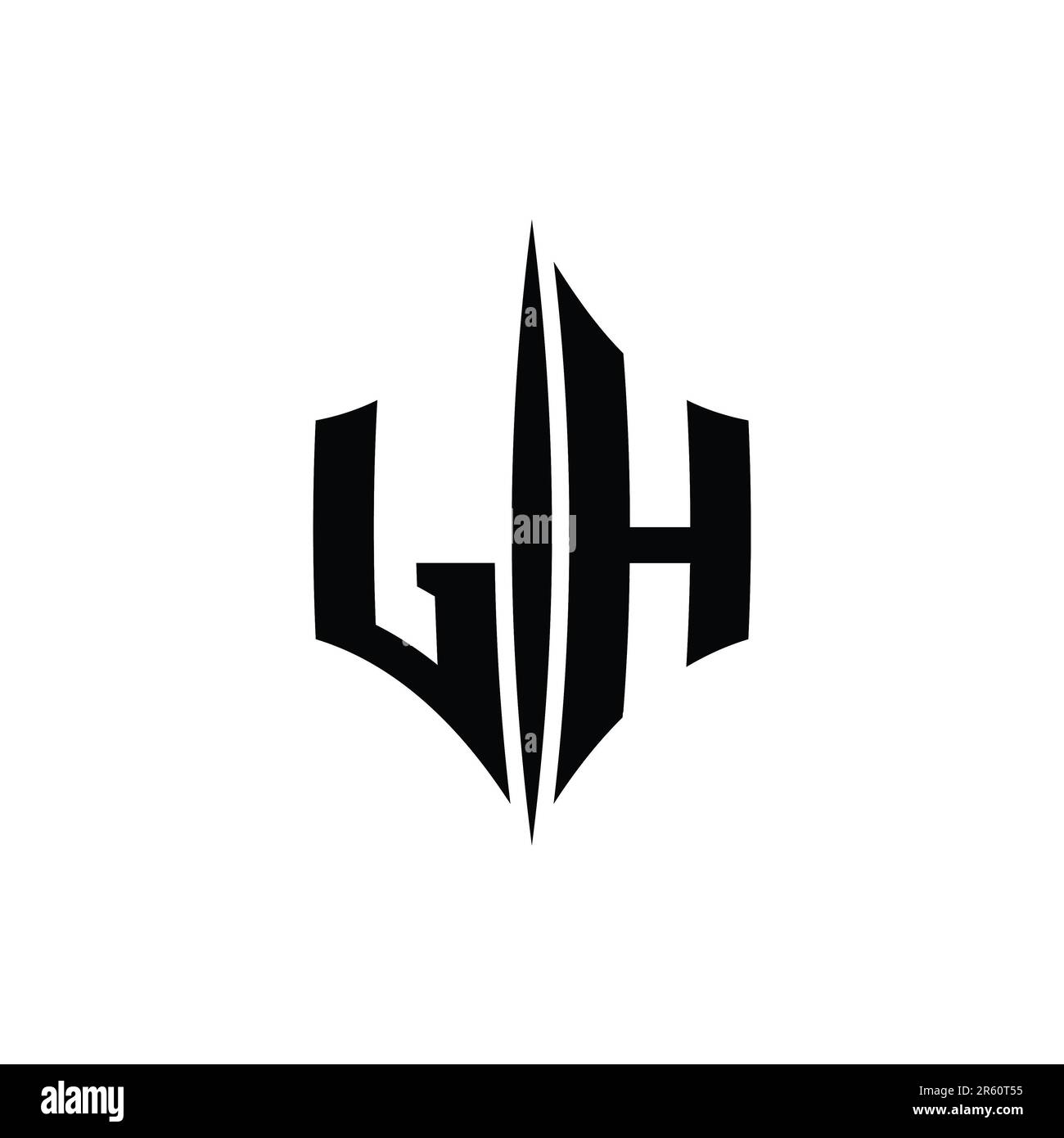 LH Letter Logo monogram hexagon diamond shape with piercing style ...