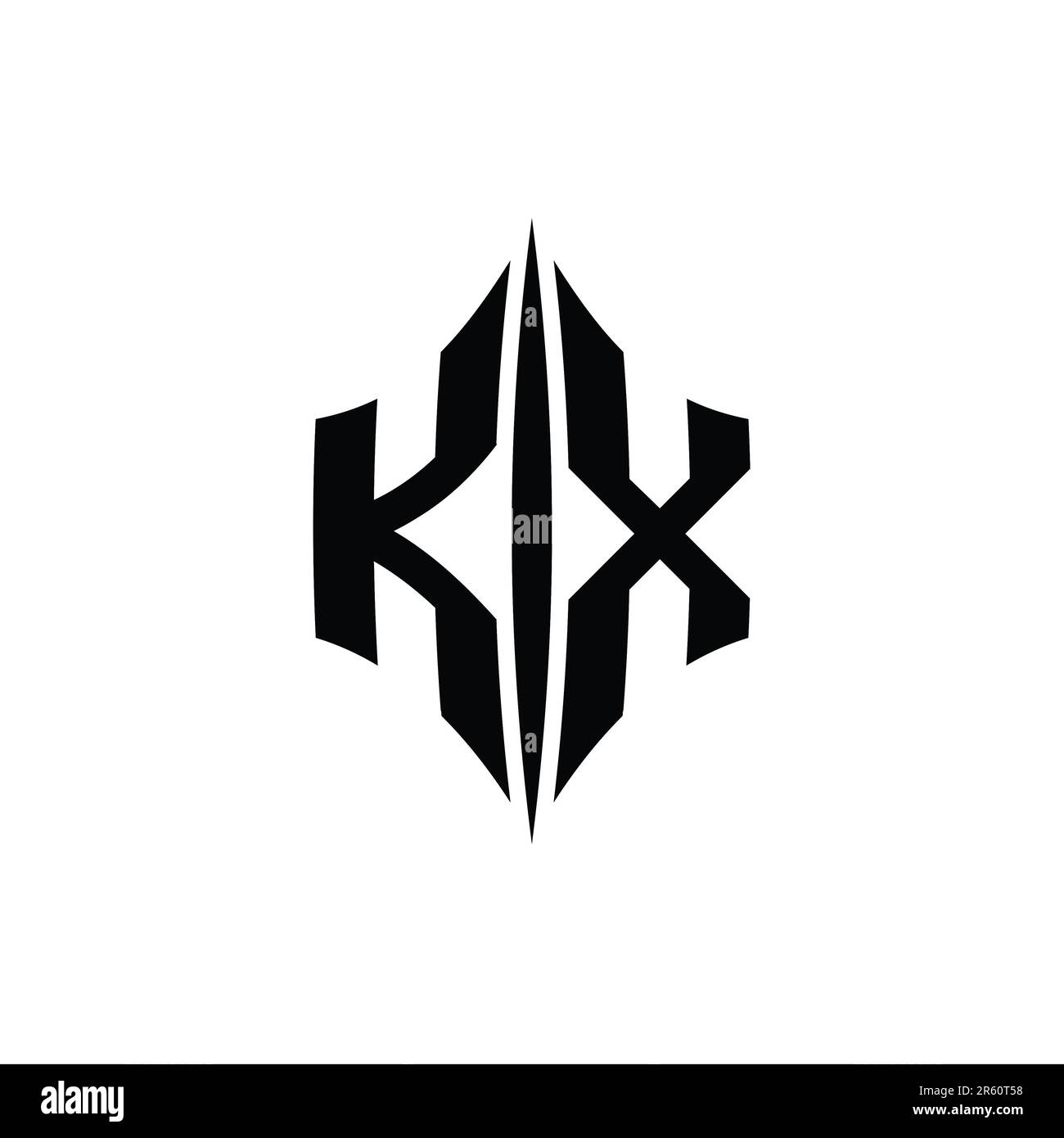 KX Letter Logo monogram hexagon diamond shape with piercing style ...