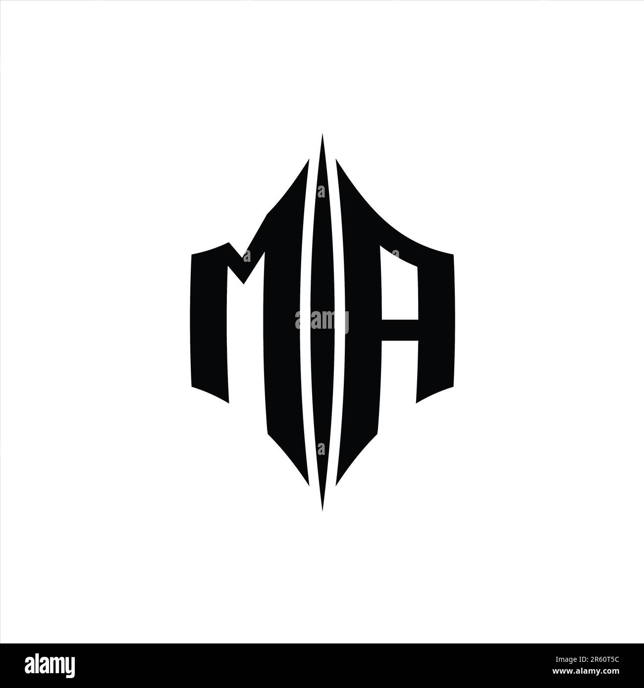 MA Letter Logo monogram hexagon diamond shape with piercing style ...