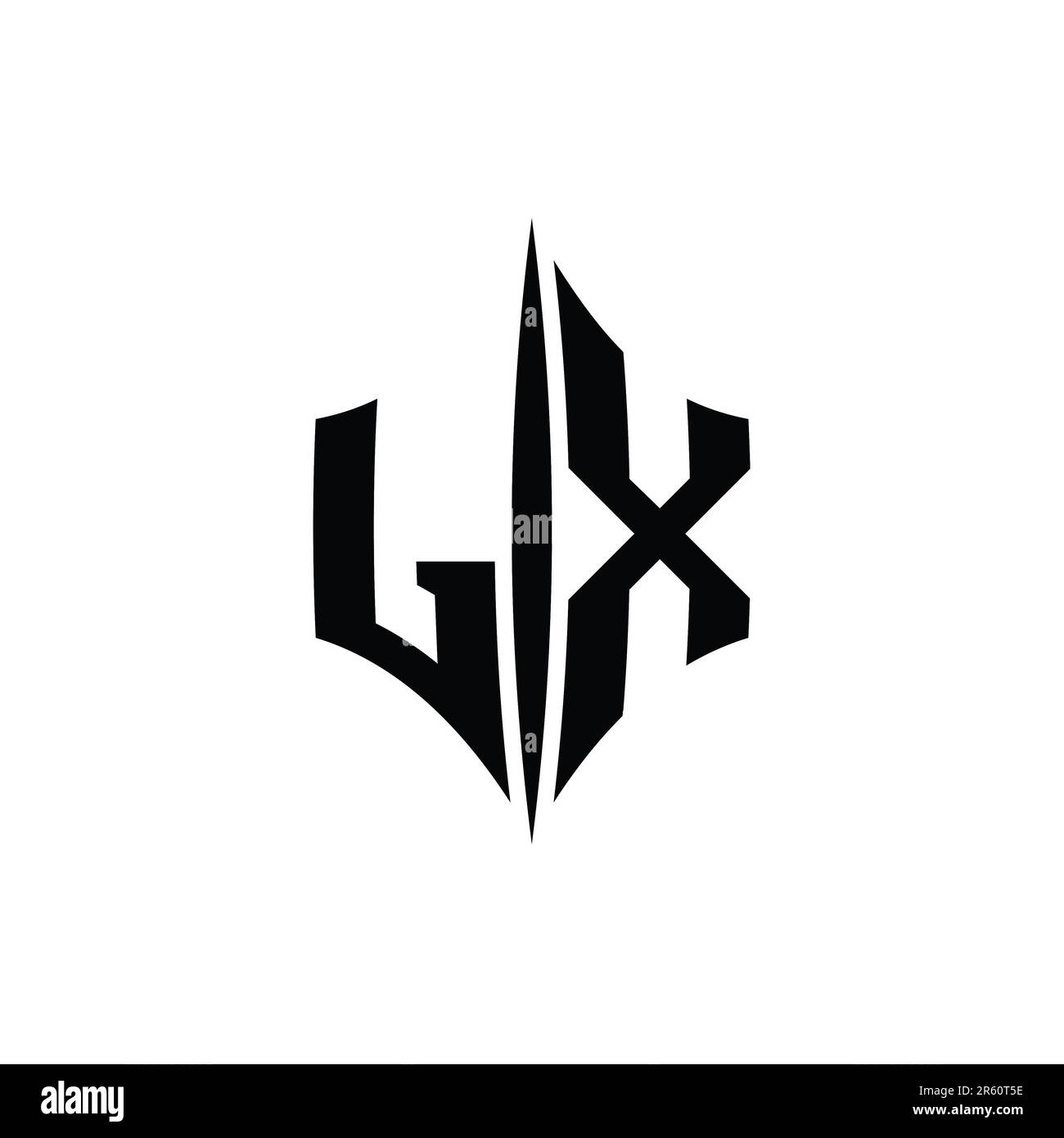 LX Letter Logo monogram hexagon diamond shape with piercing style ...