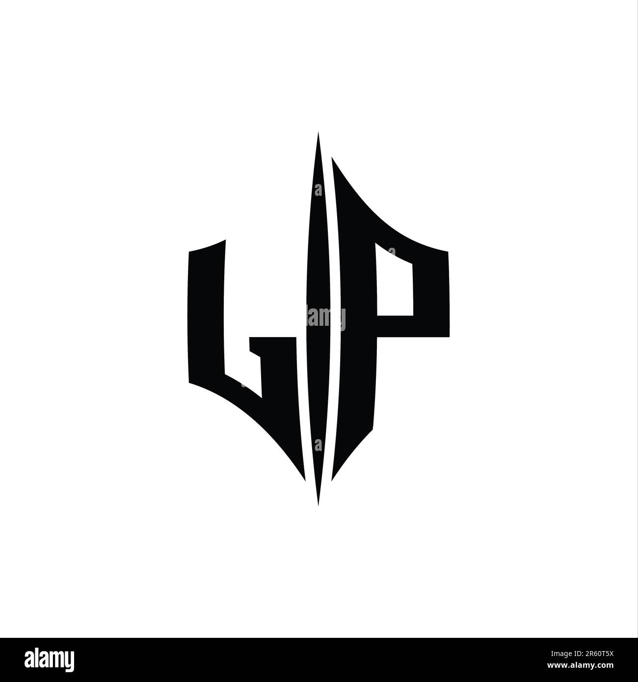 LP Letter Logo monogram hexagon diamond shape with piercing style ...