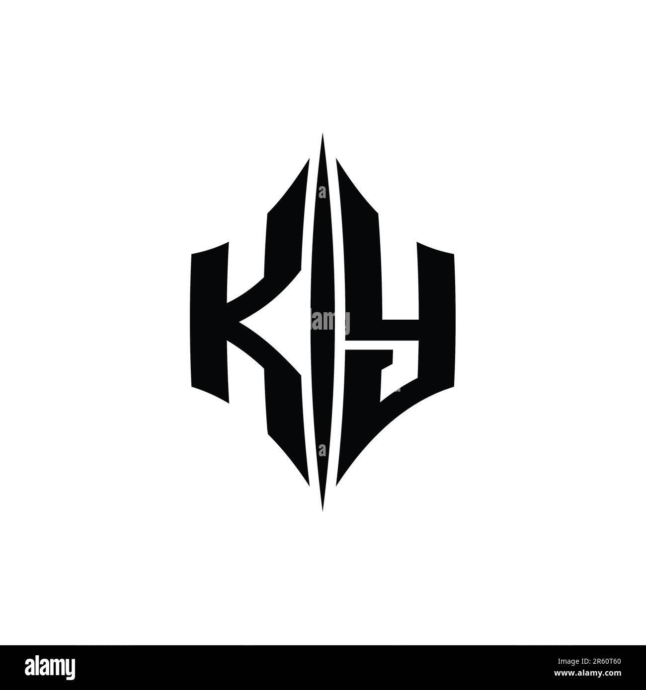KY Letter Logo monogram hexagon diamond shape with piercing style ...