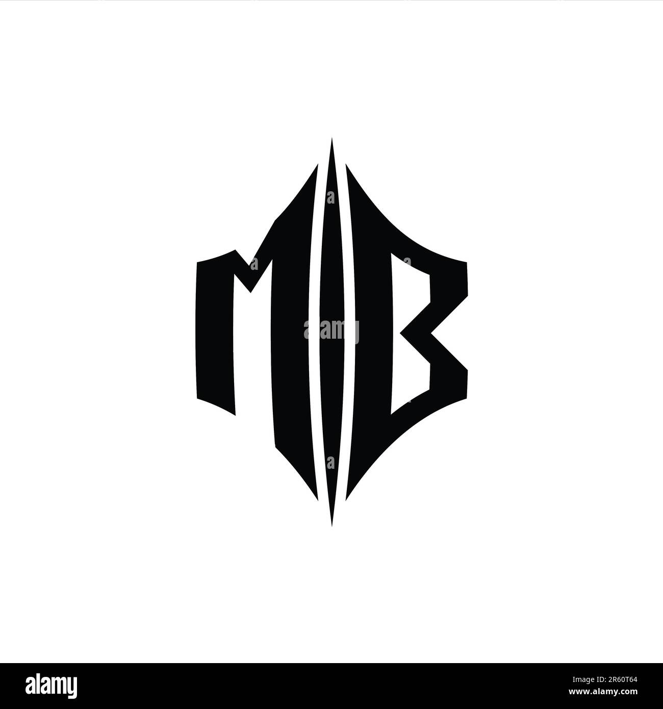 MB Letter Logo monogram hexagon diamond shape with piercing style ...