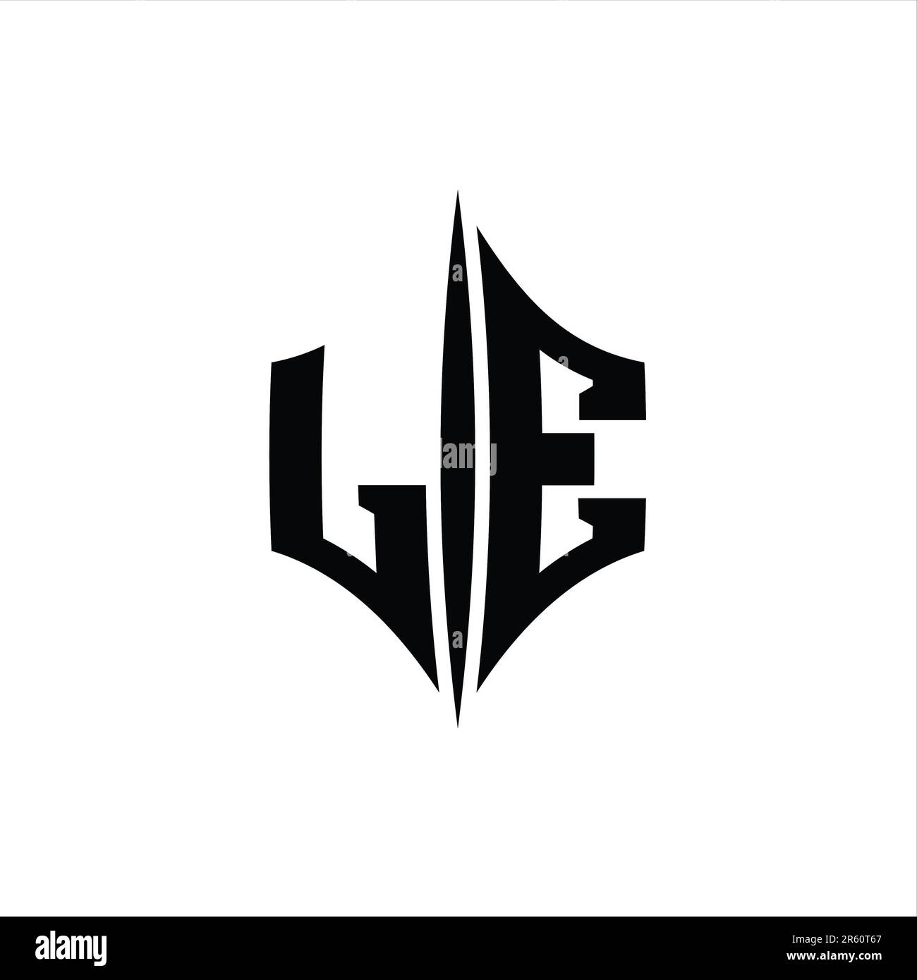 LE Letter Logo monogram hexagon diamond shape with piercing style ...