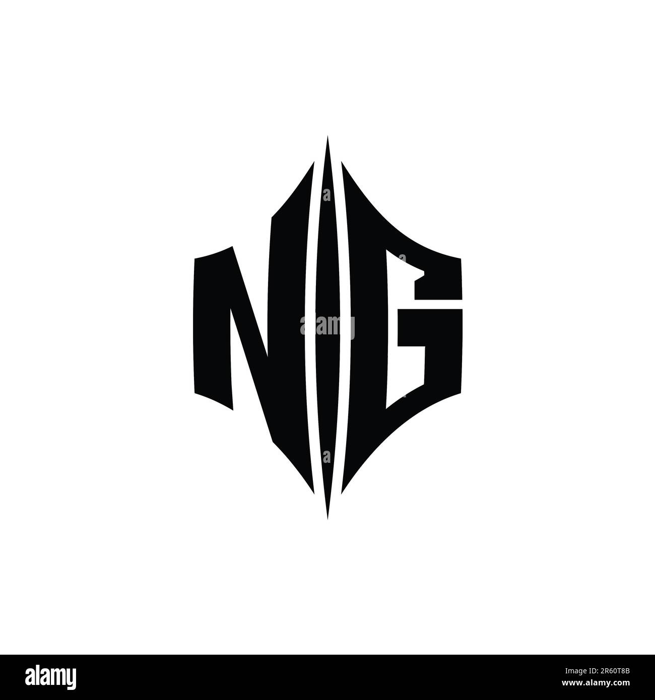 NG Letter Logo monogram hexagon diamond shape with piercing style ...