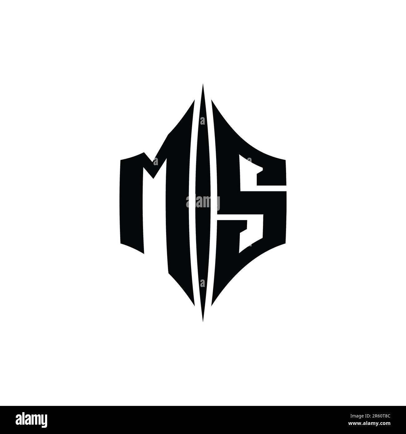 MS Letter Logo monogram hexagon diamond shape with piercing style ...