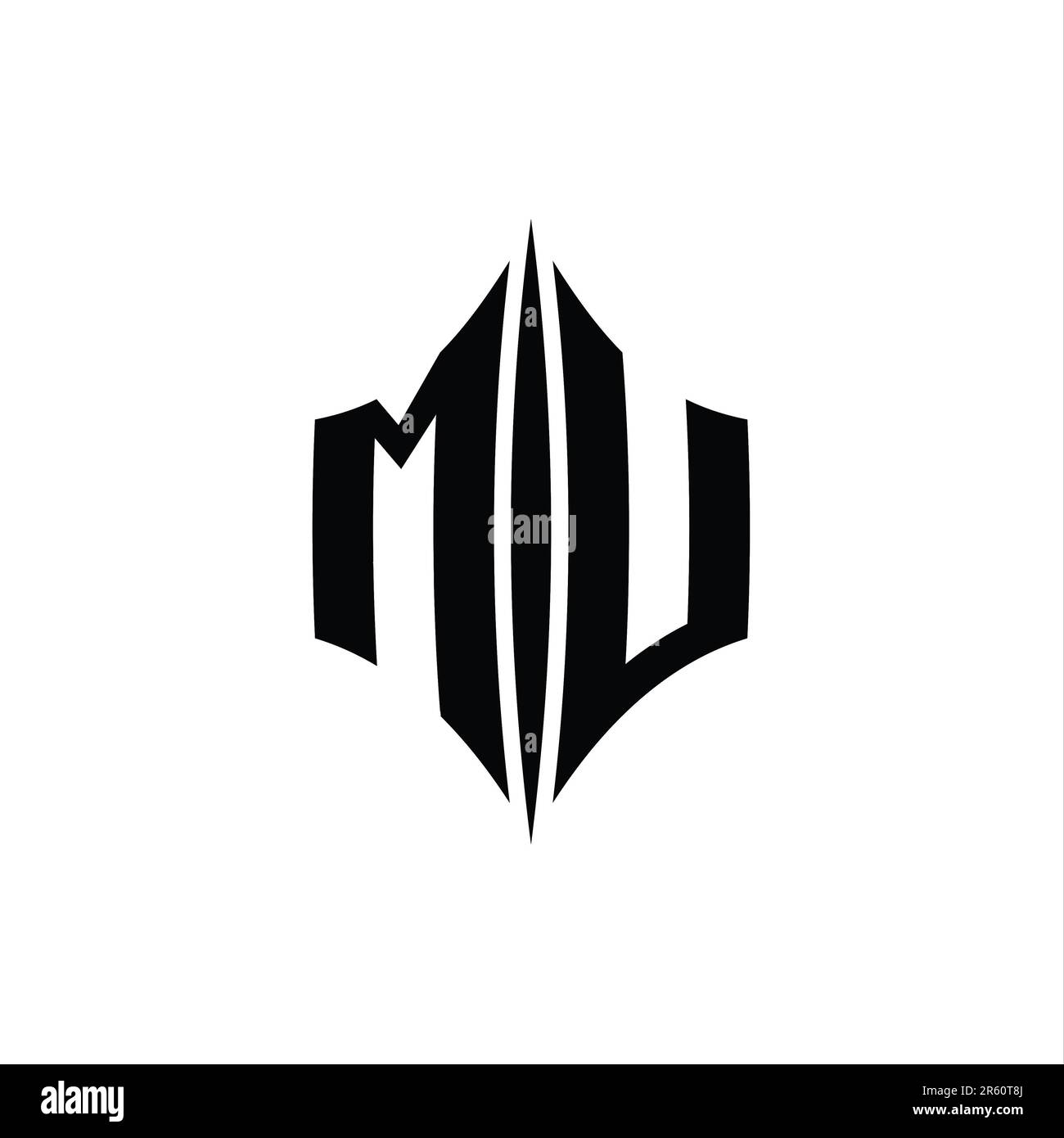 MU Letter Logo monogram hexagon diamond shape with piercing style ...