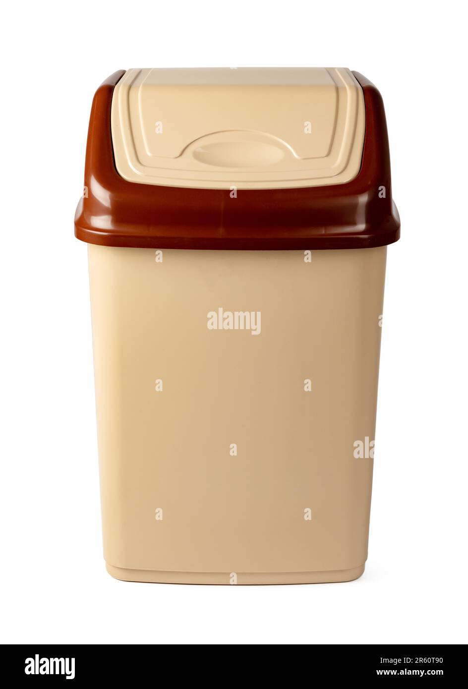 Beige plastic waste bin isolated on white Stock Photo - Alamy