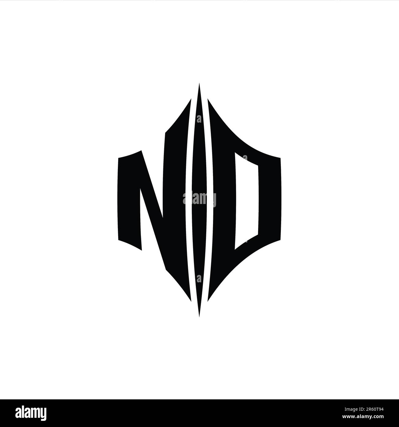 ND Letter Logo monogram hexagon diamond shape with piercing style ...