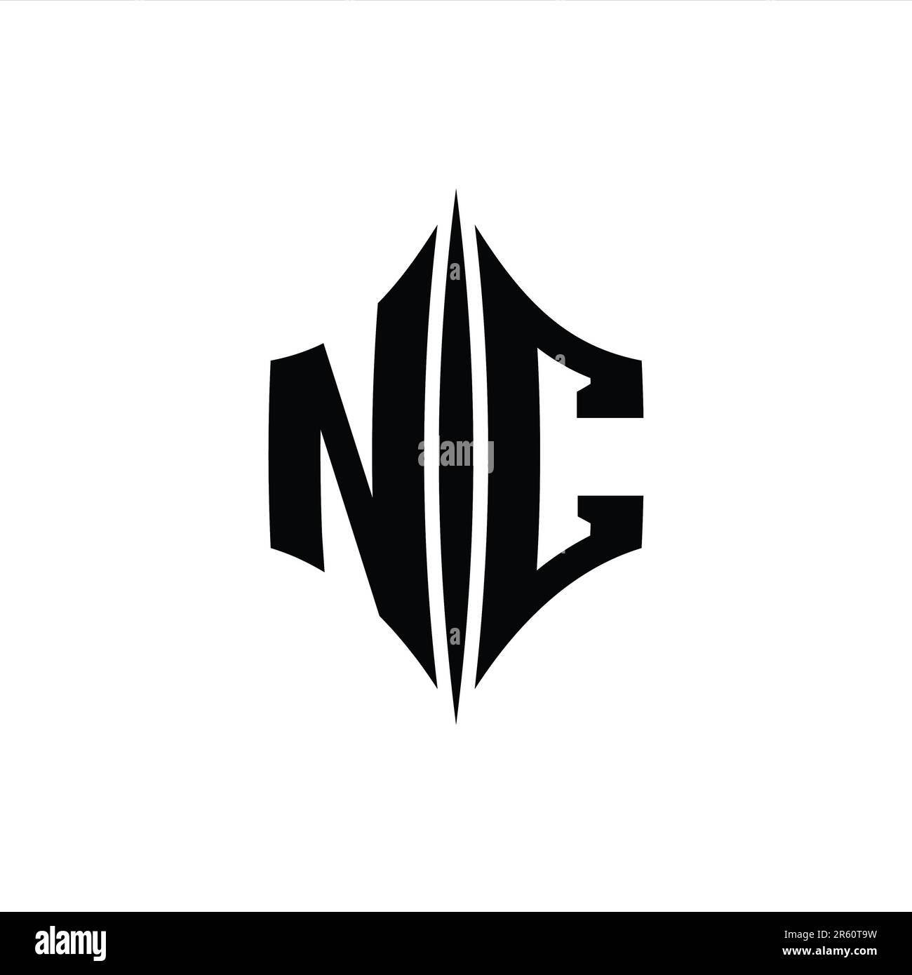 NC Letter Logo monogram hexagon diamond shape with piercing style ...