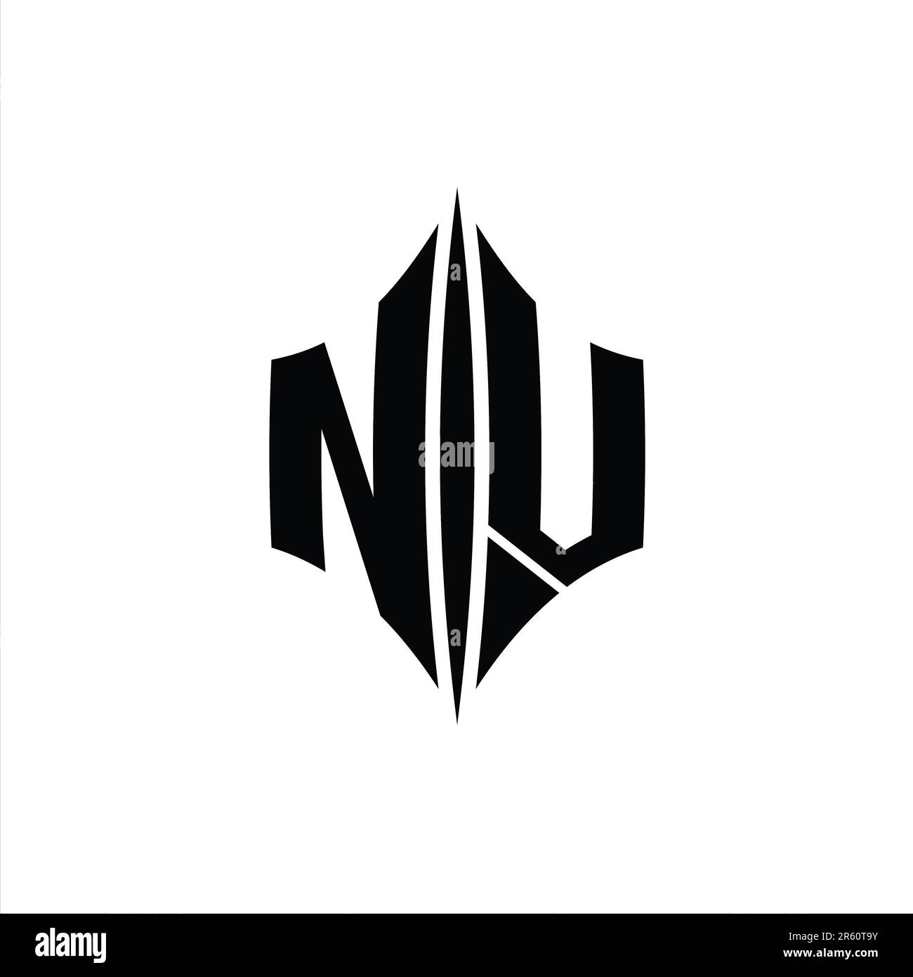 NV Letter Logo monogram hexagon diamond shape with piercing style ...