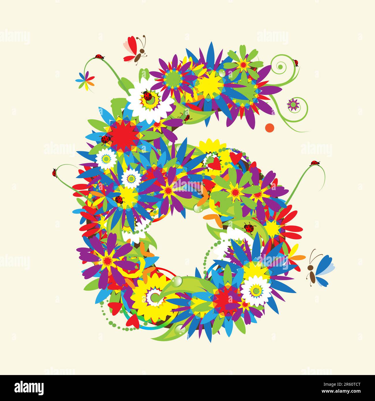 Numbers, floral design. See also numbers in my gallery Stock Vector ...