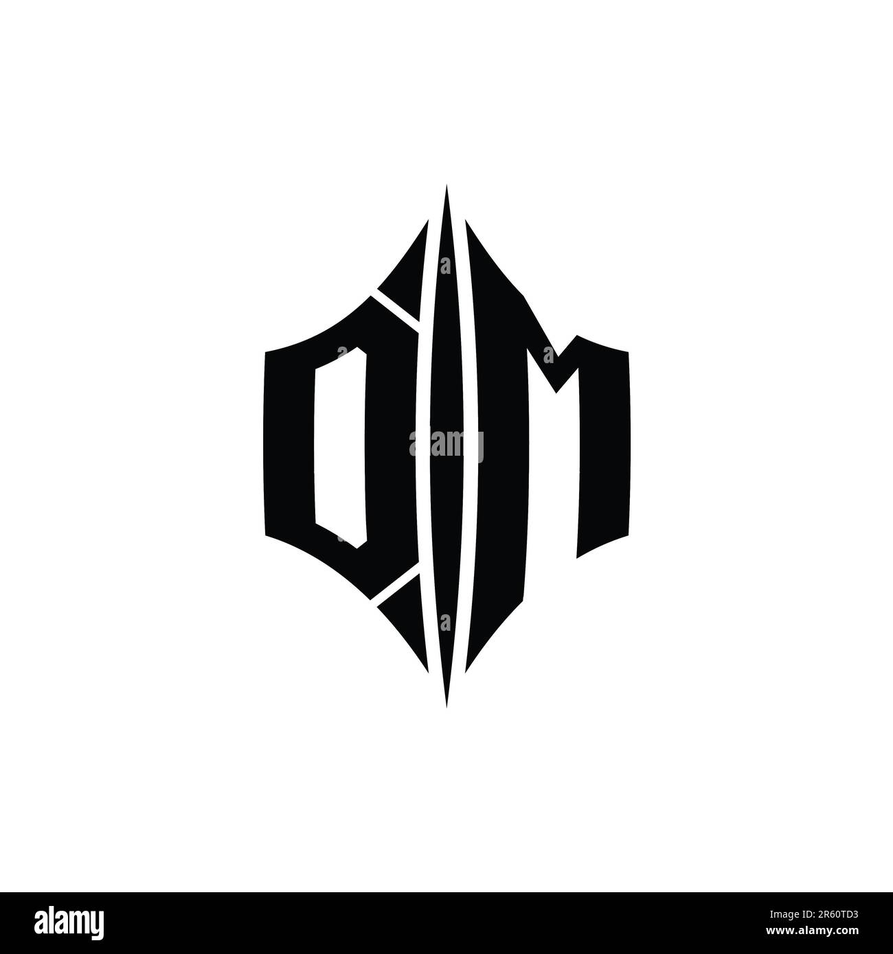 OM Letter Logo monogram hexagon diamond shape with piercing style ...