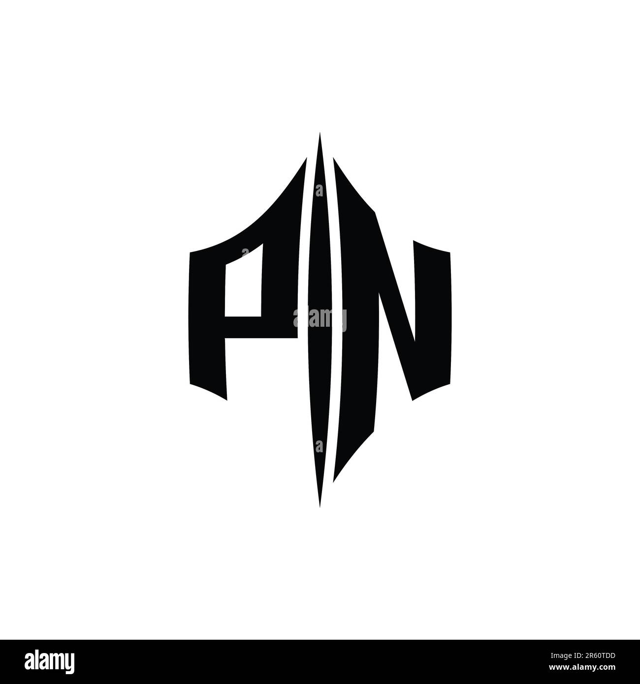 PN Letter Logo monogram hexagon diamond shape with piercing style ...