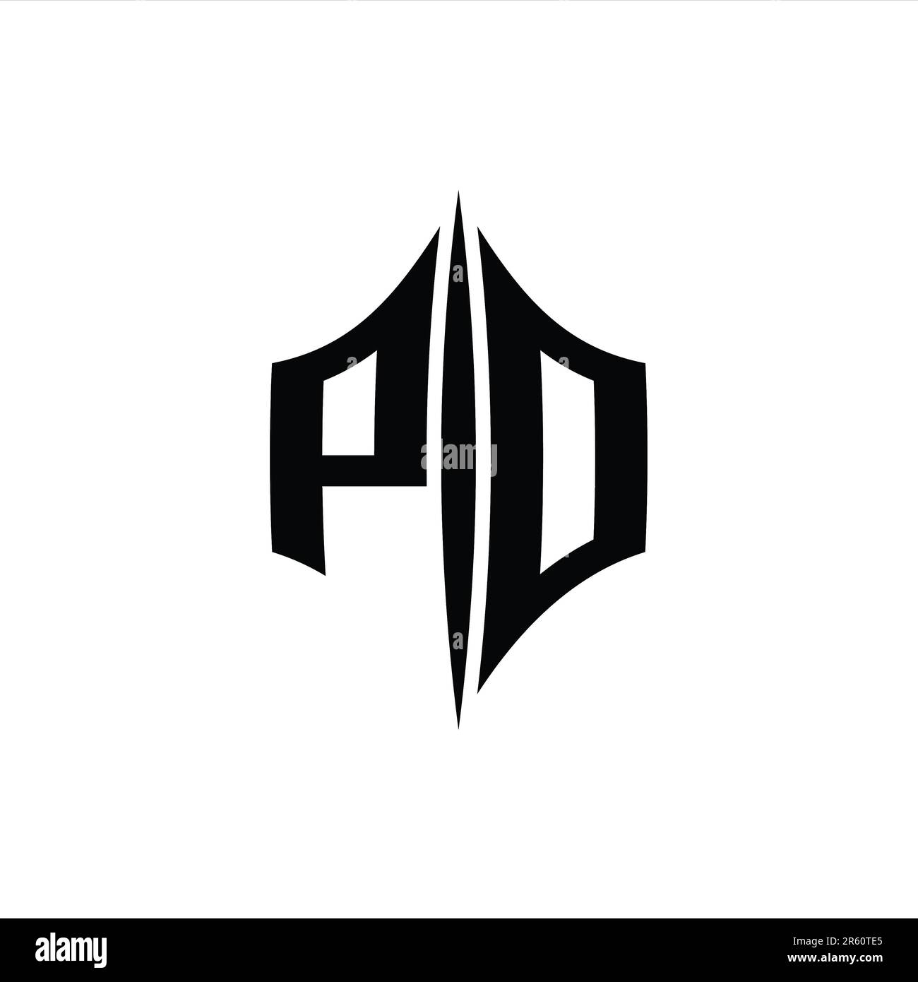 PD Letter Logo monogram hexagon diamond shape with piercing style ...