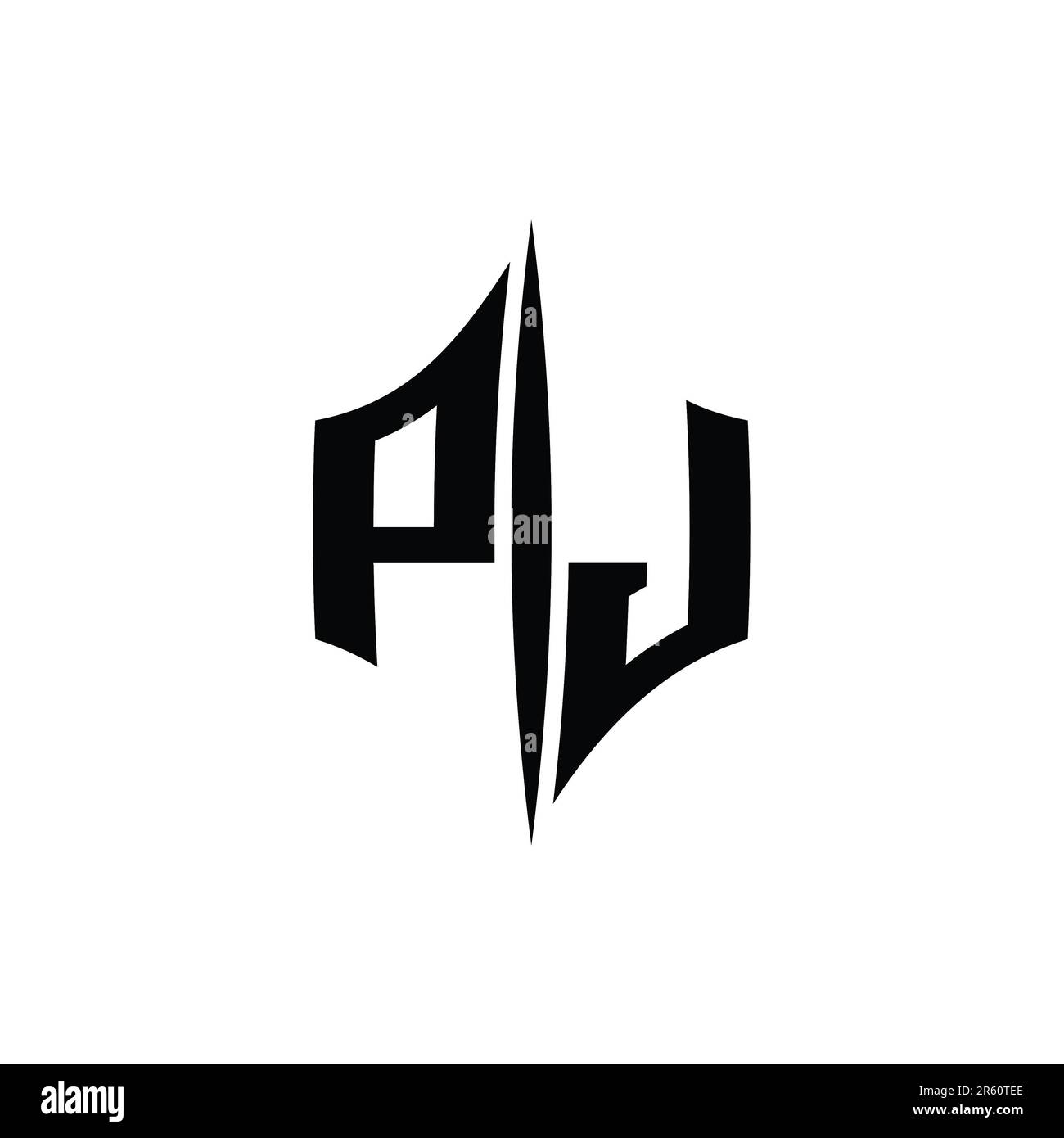 PJ Letter Logo monogram hexagon diamond shape with piercing style ...