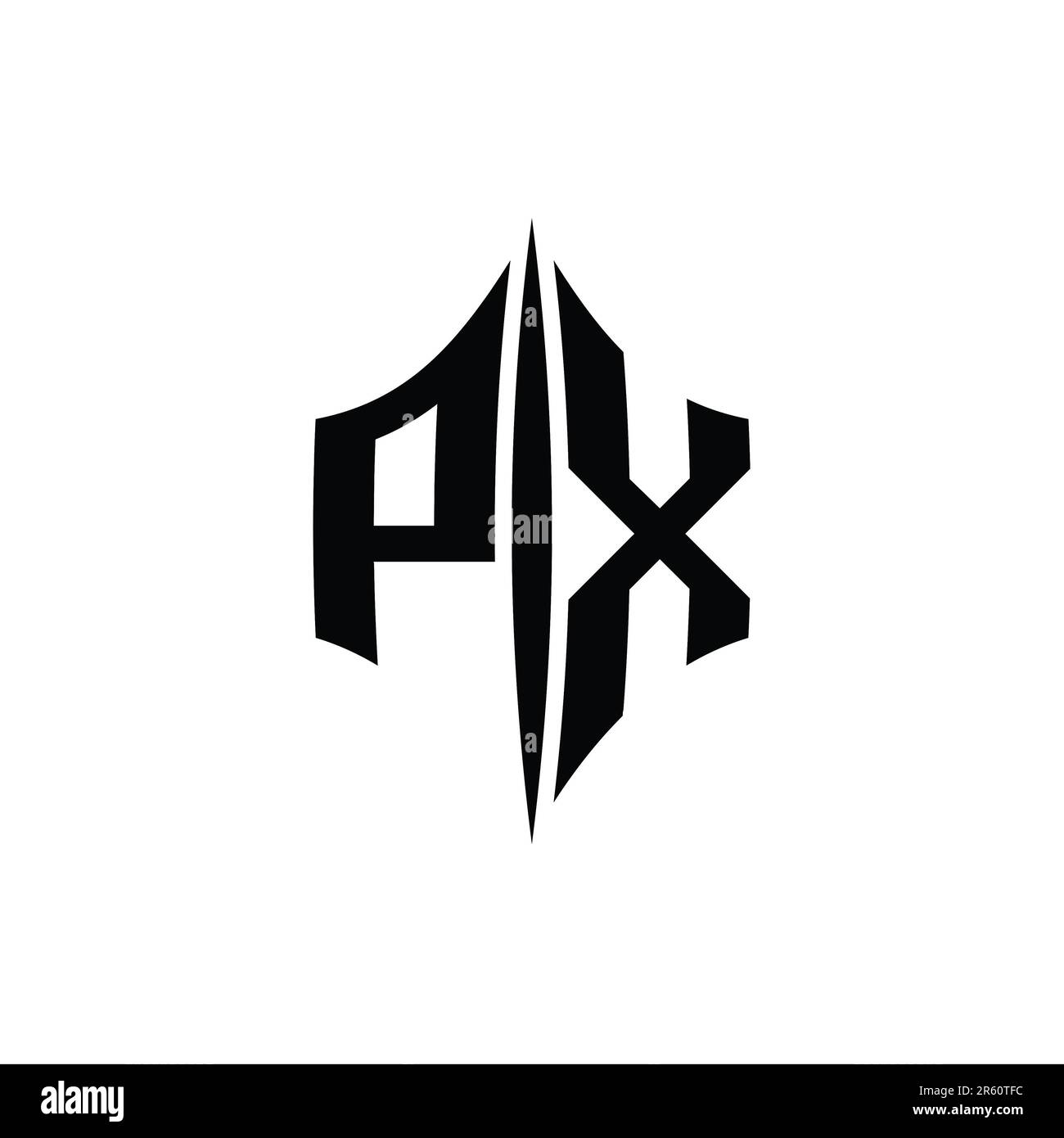 PX Letter Logo monogram hexagon diamond shape with piercing style design template Stock Photo ...